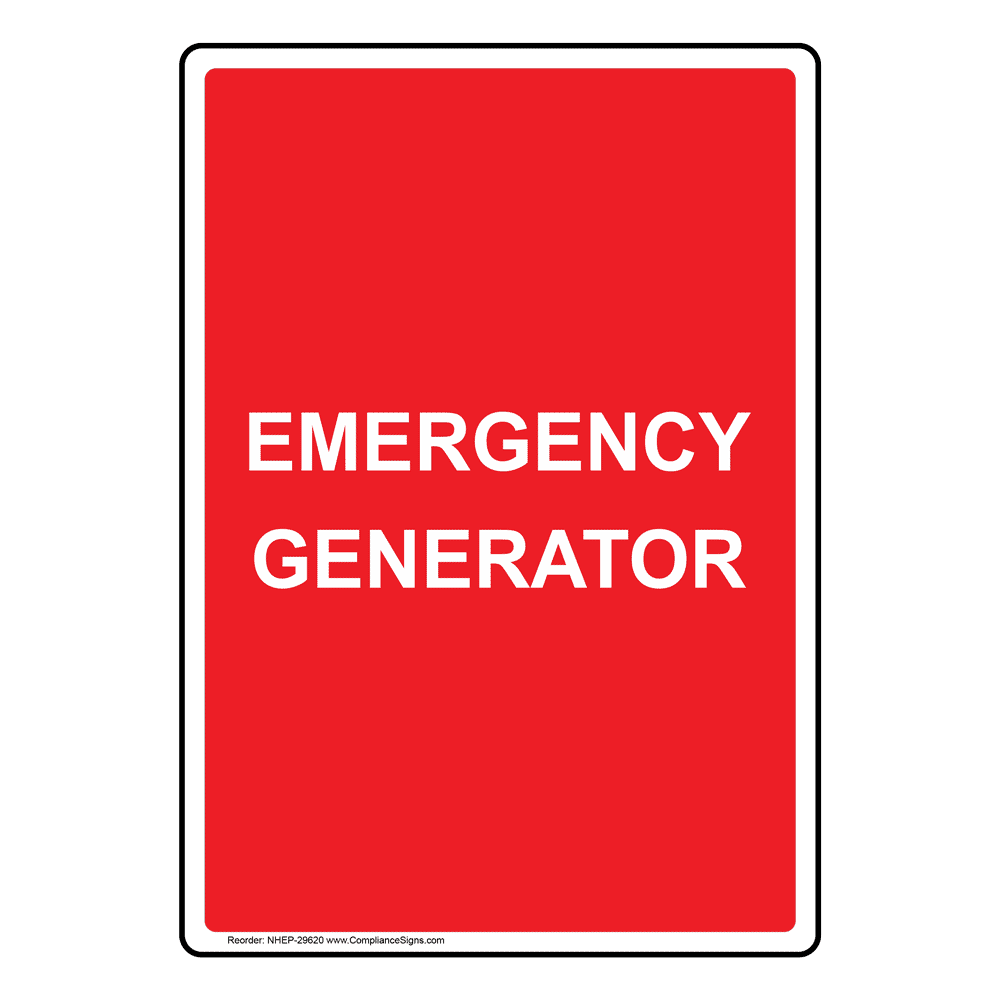 Portrait Emergency Generator Sign NHEP-29620