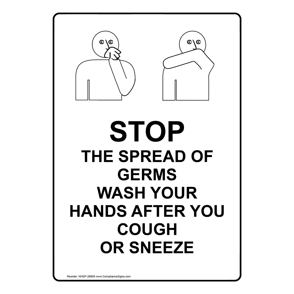 Portrait Stop The Spread Of Germs Sign With Symbol NHEP-26695