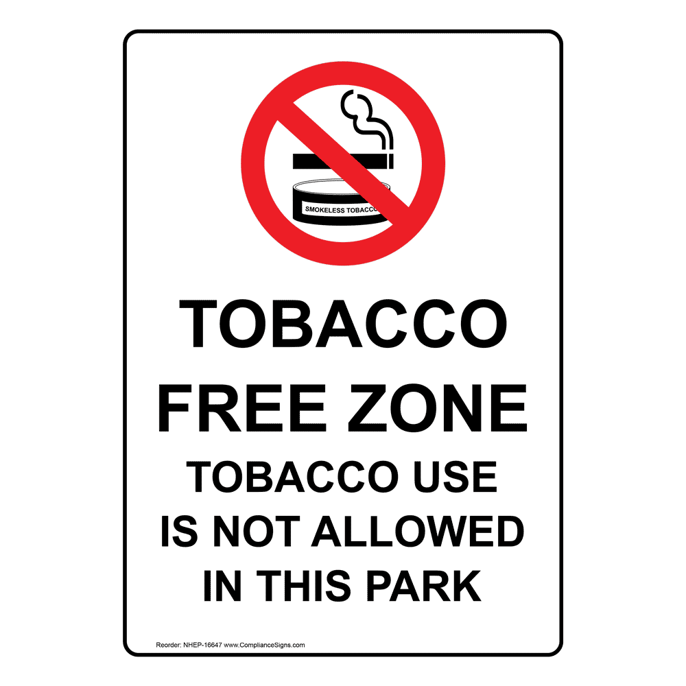 Portrait Tobacco Free Zone Tobacco Sign With Symbol NHEP-16647