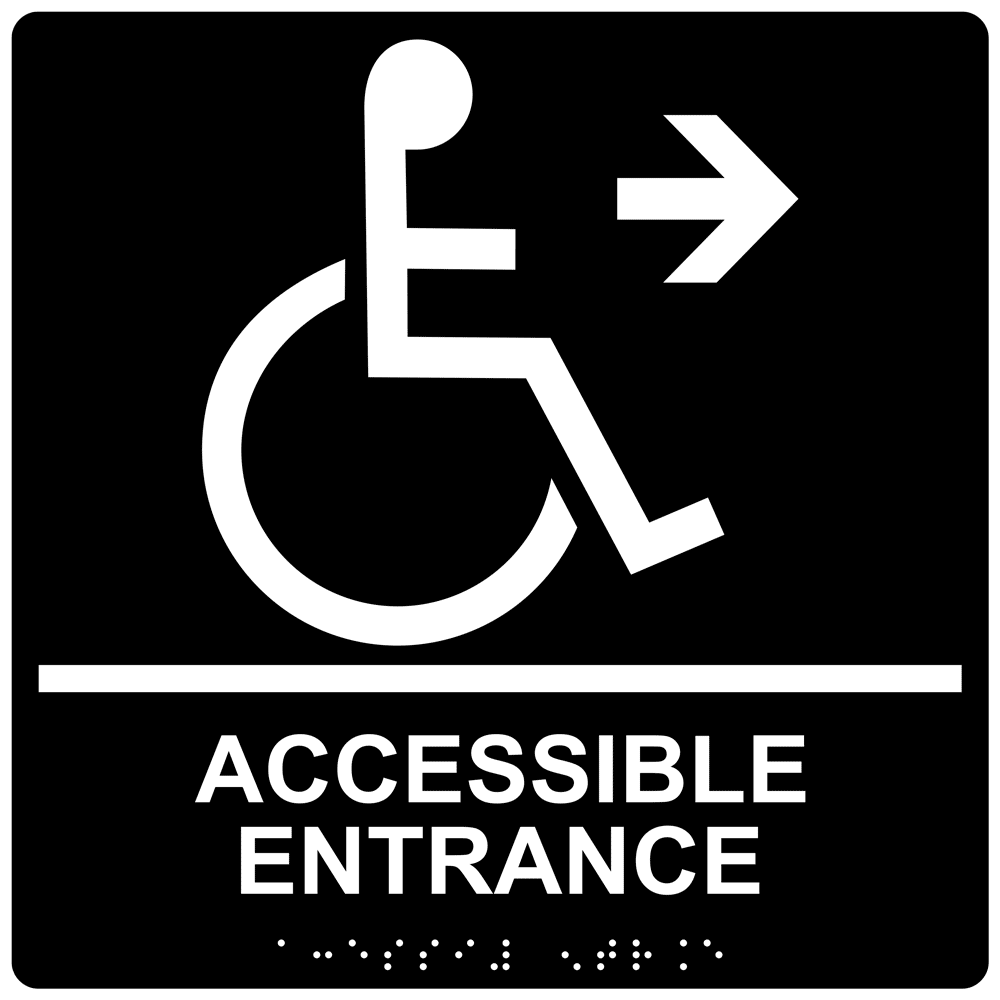 ADA Accessible Entrance Sign With Symbol RRE-32159-99_WHTonBLK