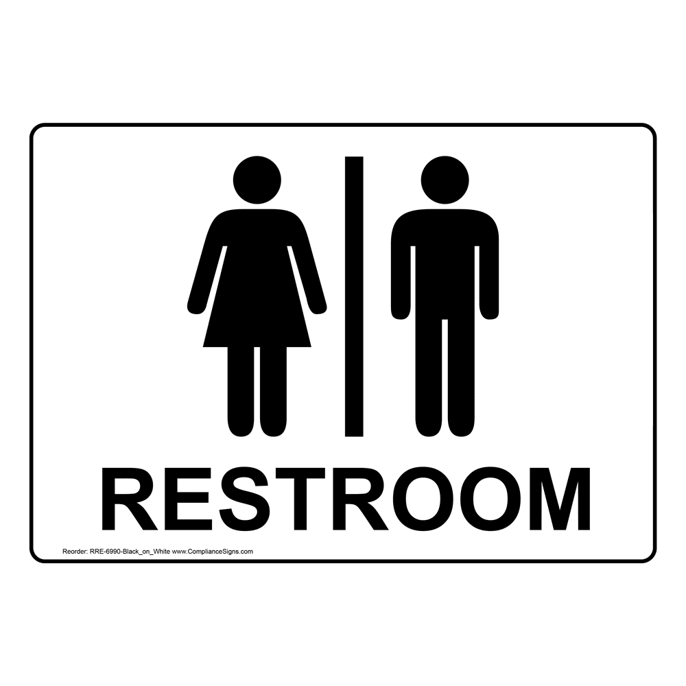 Restroom Black on White Sign RRE-6990-BLKonWHT Restrooms