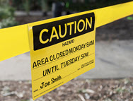 Adhesive Barricade Safety Signs - Labels - OSHA + ANSI Headers - Info ...