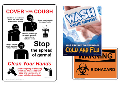 Cold Flu Pandemic Signs - Social Distancing - For Business or Schools