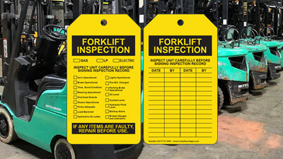 Equipment Inspection Tags - Machinery - Forklifts - Cranes