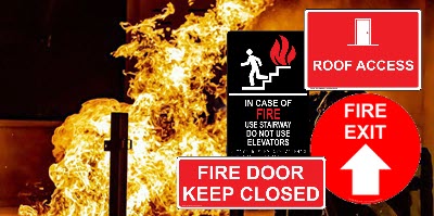 Fire Exit / Fire Safety Signs - Roof Access - Elevators - EMS