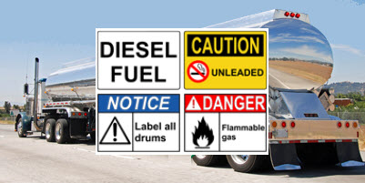 Fuel Safety Signs - Diesel - Gasoline - Spills - Tanks - DOT