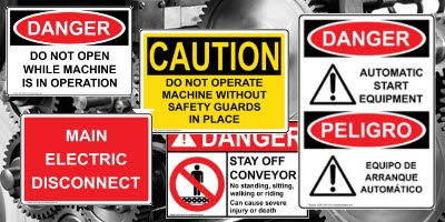 Machinery Signs & Labels - Safety - Shutoff - Guards - More