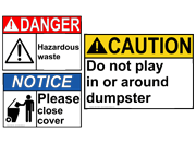 Trash / Waste / Dumpster Signs & Labels