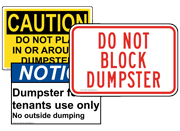 Trash / Waste / Dumpster Signs & Labels