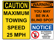 Truck Operation & Vehicle Safety Signs and Labels