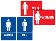Bathroom / Restroom Signs - ADA Braille, Printed, Engraved