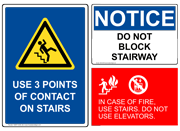 Signs for Stairways - Floor Numbers - Stair Safety - In Case of Fire