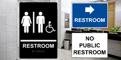 Bathroom Signs - Restroom Signs - ADA Braille, Printed, Engraved