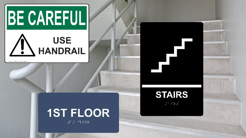Signs for Stairways - Floor Numbers - Stair Safety - In Case of Fire