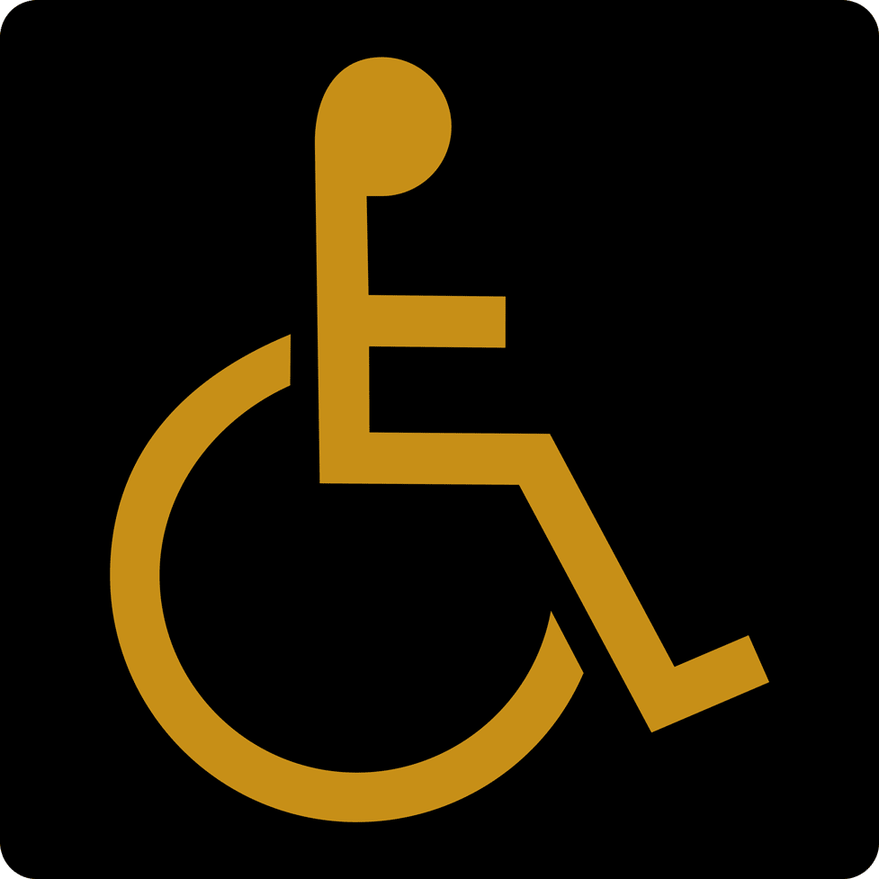 ADA Wheelchair Accessible Symbol Gold on Black Sign NHE-1-GLDonBLK