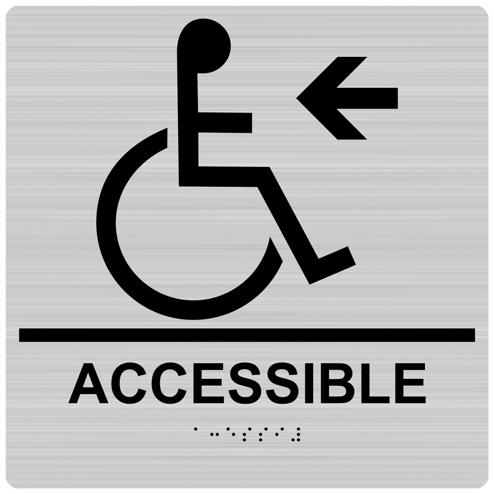 ADA Wheelchair Accessible Symbol Sign | Black/Brushed Silver