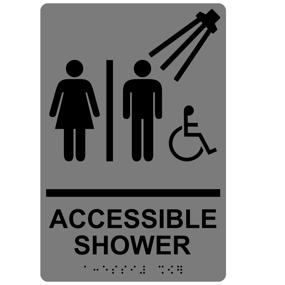 ADA Accessible Shower Braille Sign RRE-14802_BLKonGray Accessibility