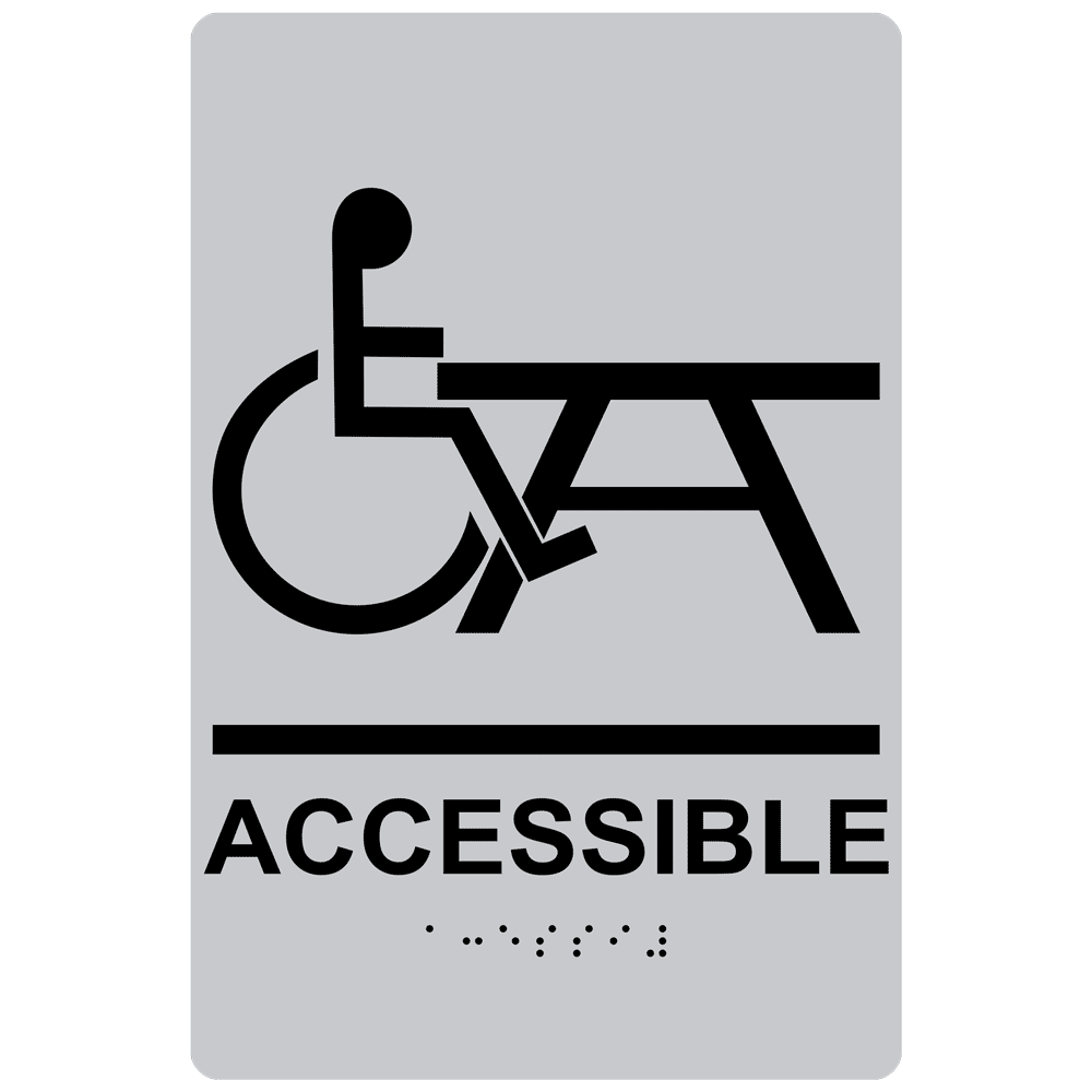 ADA Accessible Braille Sign RRE-16803_BLKonSLVR Handicap Assistance
