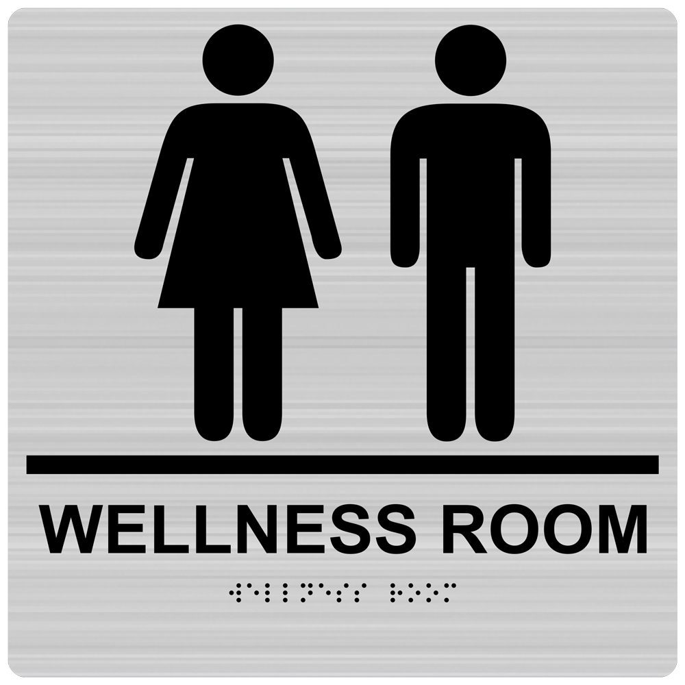 ADA Wellness Room Sign With Symbol RRE-50820-99-BLKonBRSLVR