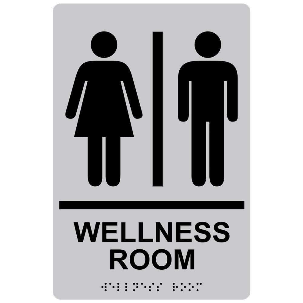 ADA Wellness Room Braille Sign with Symbol RRE-50820-BLKonSLVR