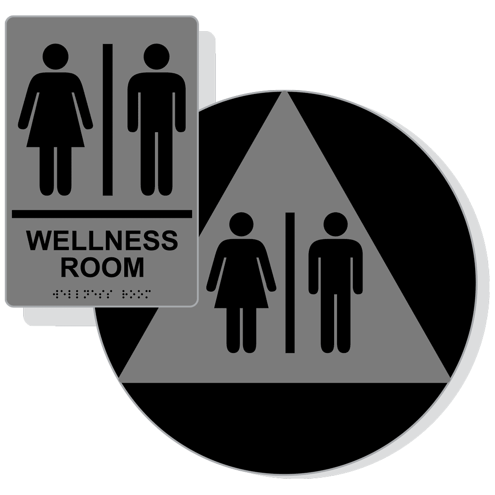 ADA Wellness Room Sign Set With Braille RRE-50820_DCTS_Set_BLKonGray