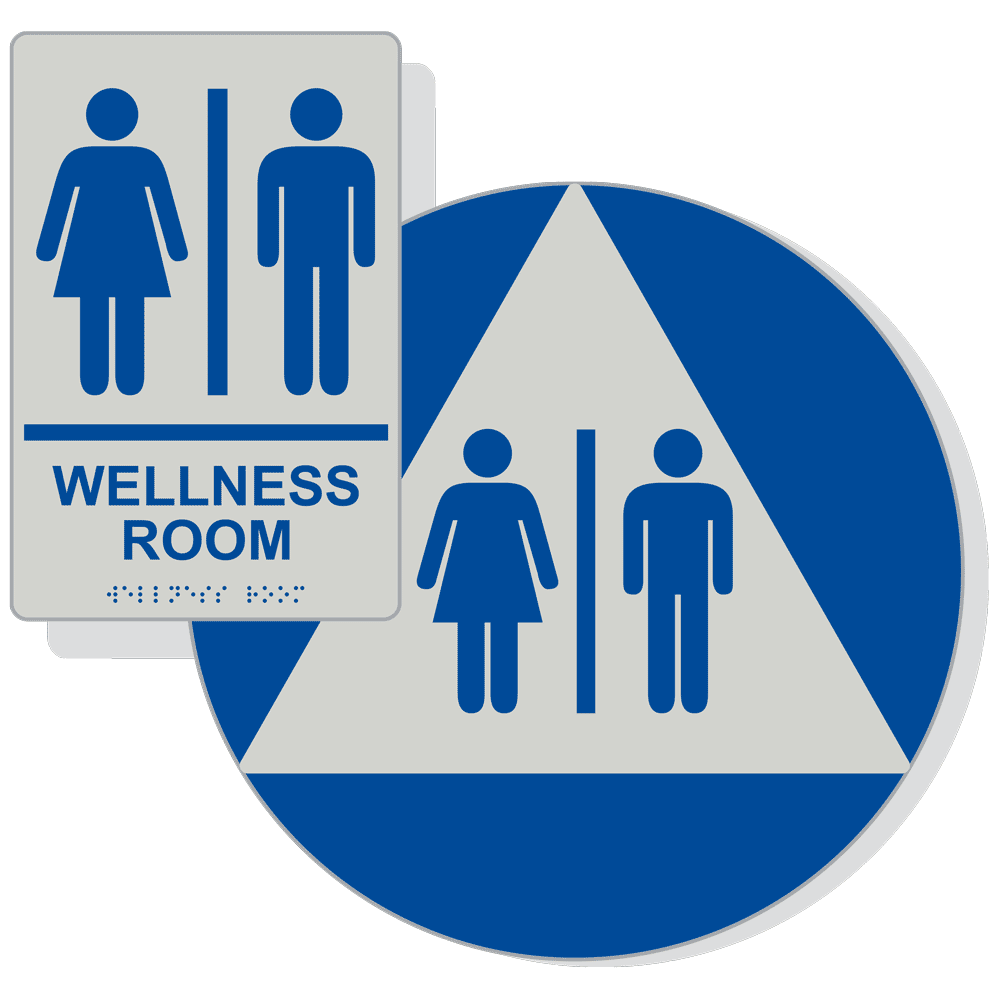 ADA Wellness Room Sign Set With Braille RRE-50820_DCTS_Set_BLUonPRLGY