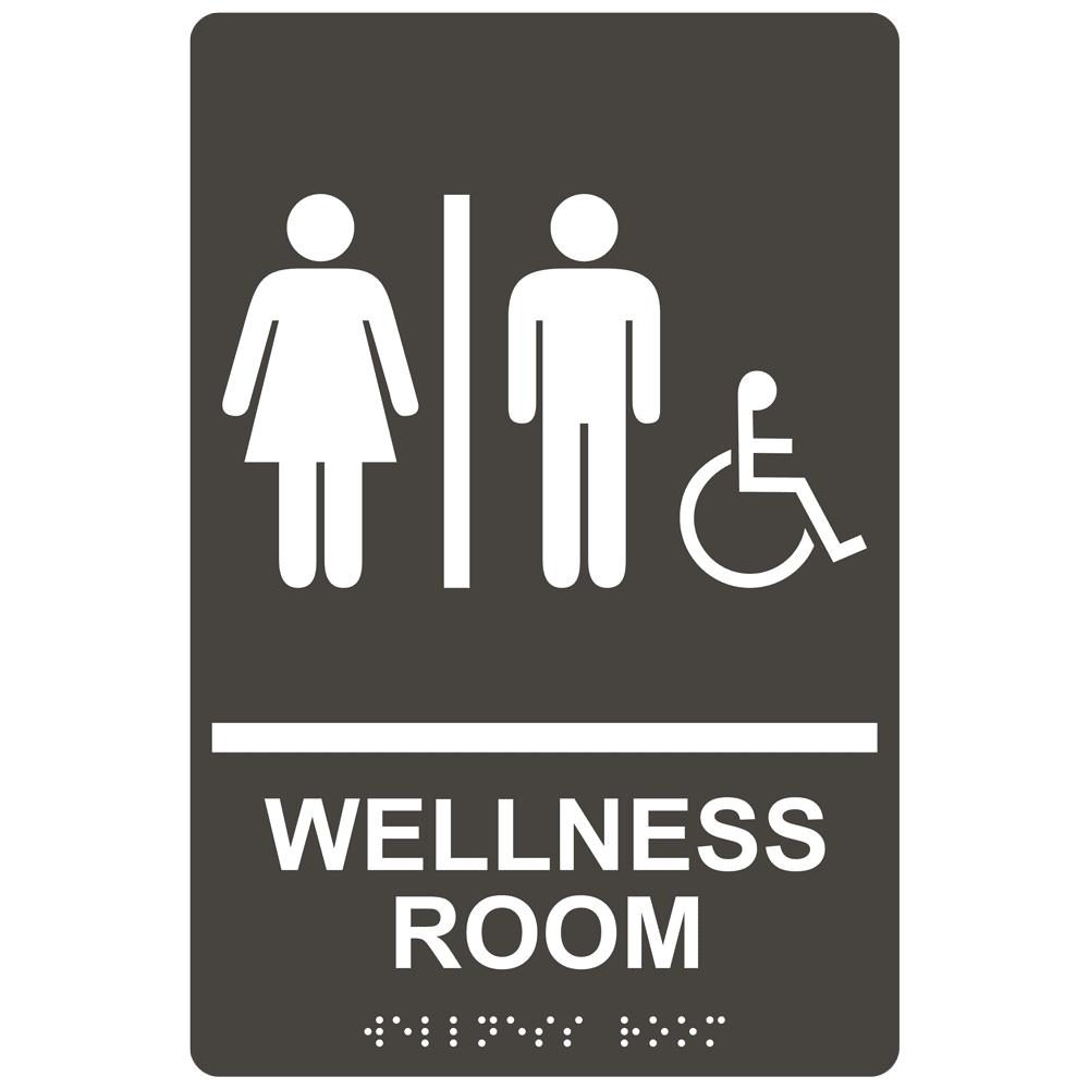 ADA Wellness Room Braille Sign with Symbol RRE-50821-WHTonCHGRY