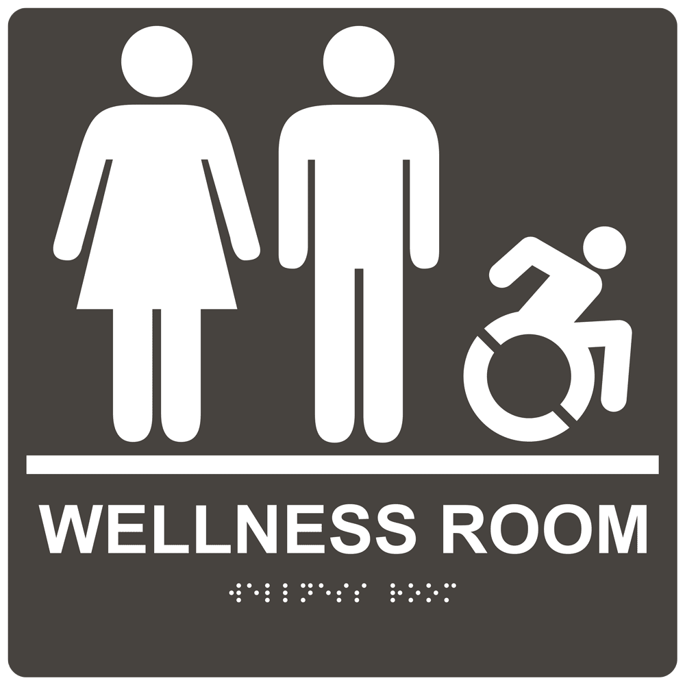 Square Wellness Room Braille Sign with Dynamic Accessibility Symbol RRE ...