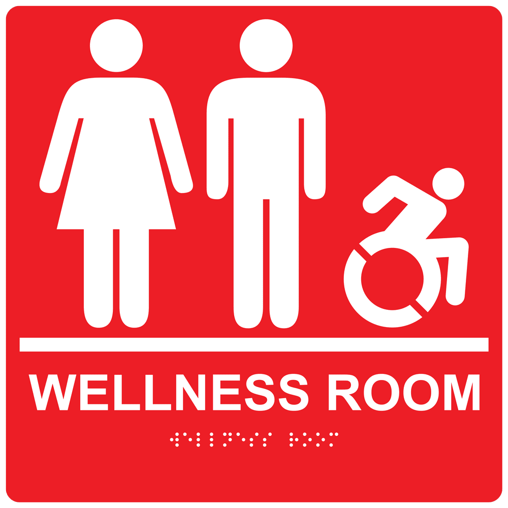 Square Wellness Room Braille Sign with Dynamic Accessibility Symbol RRE ...