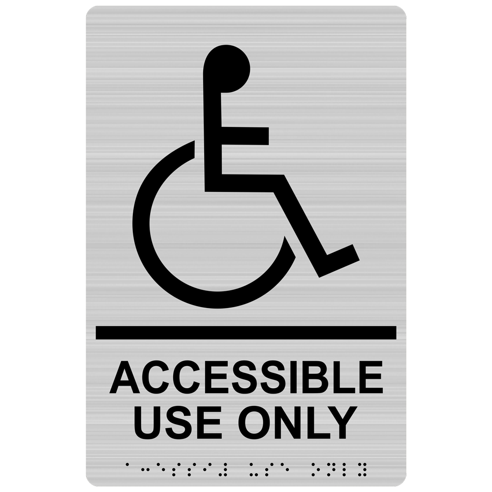 Portrait ADA Accessible Use Only (Braille Sign RRE-835_BLKonBRSLVR
