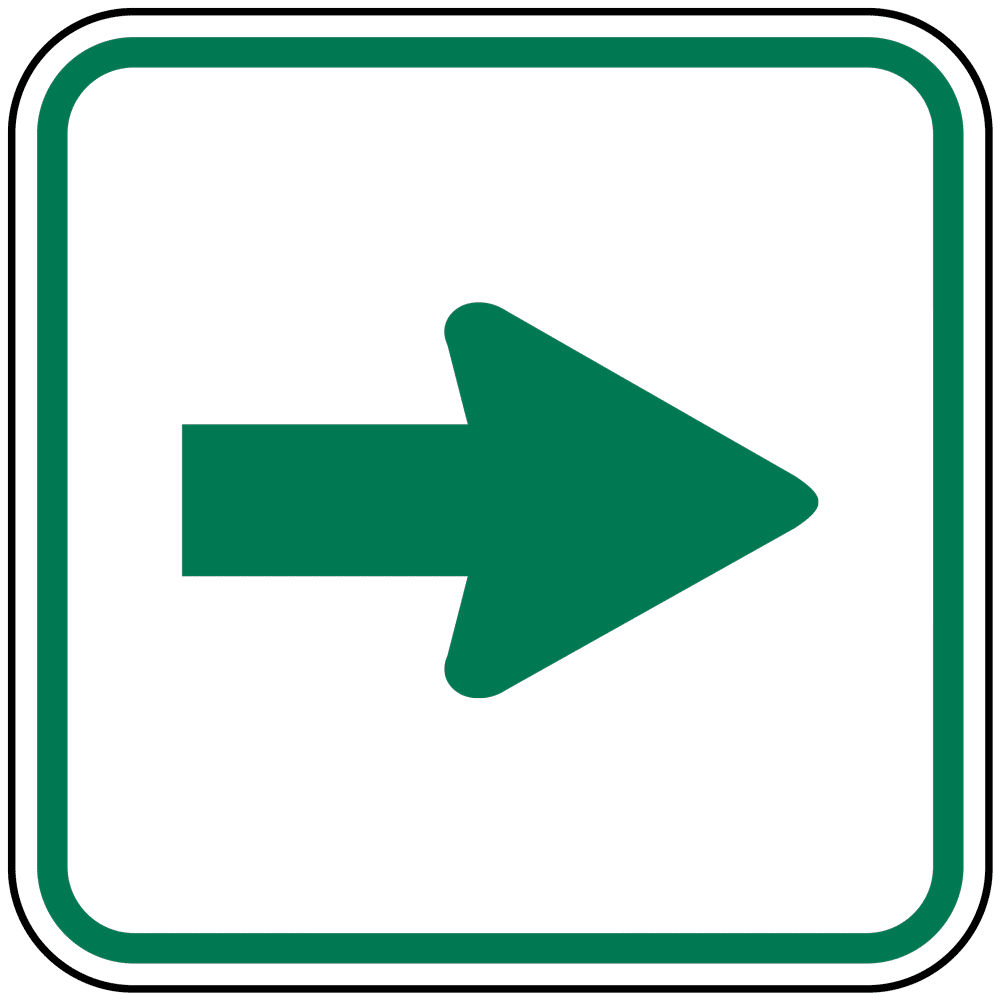 Directional Arrow Green on White Sign PKE-13498 Directional