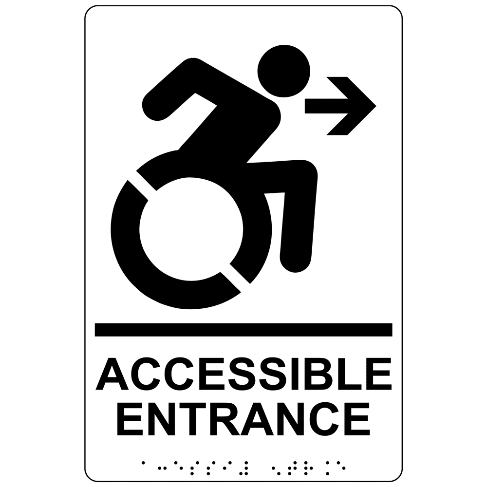 Portrait Accessible Entrance Right Braille Sign With Dynamic ...