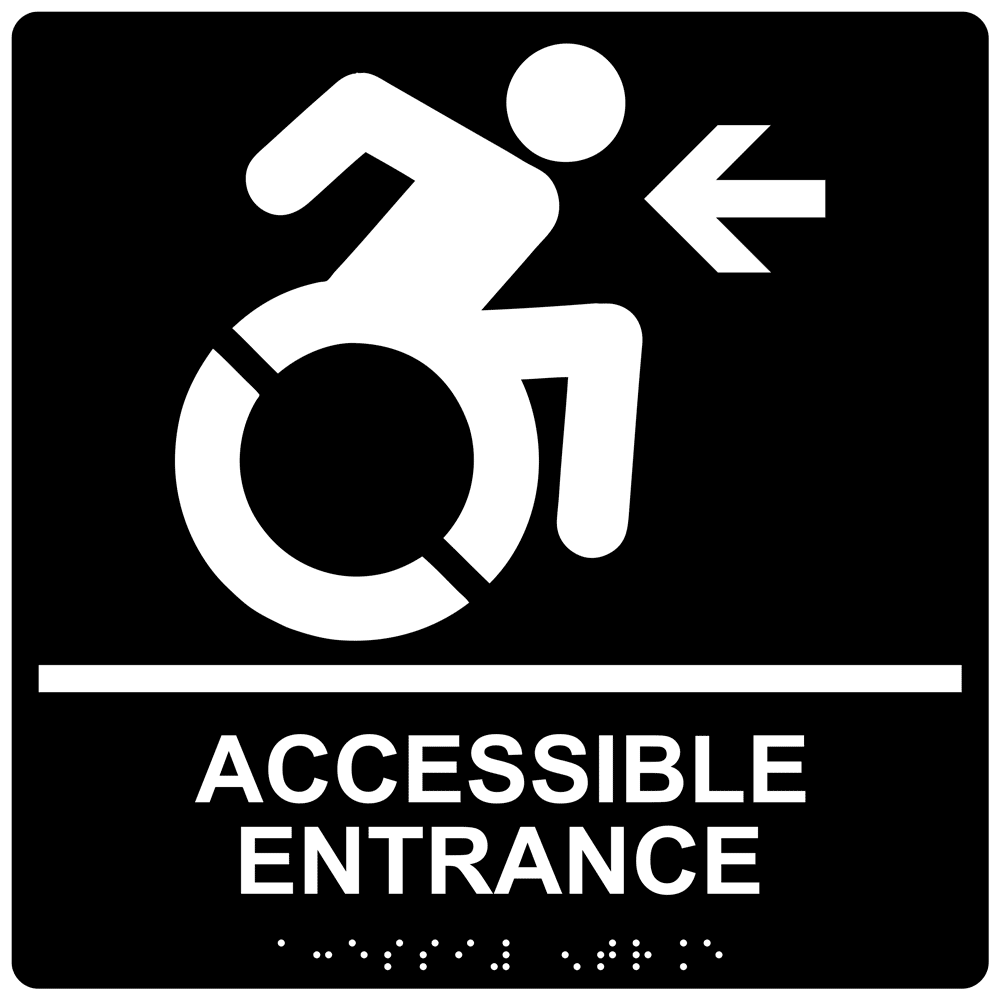 Accessible Entrance Left Braille Sign With Dynamic Accessibility Symbol ...