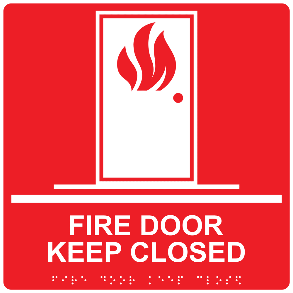 ADA Fire Door Keep Closed Braille Sign RRE-255-99_WHTonRed