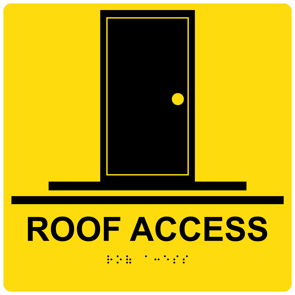 ADA Roof Access Braille Sign RRE-975-99_BLKonYLW Exit Roof Access