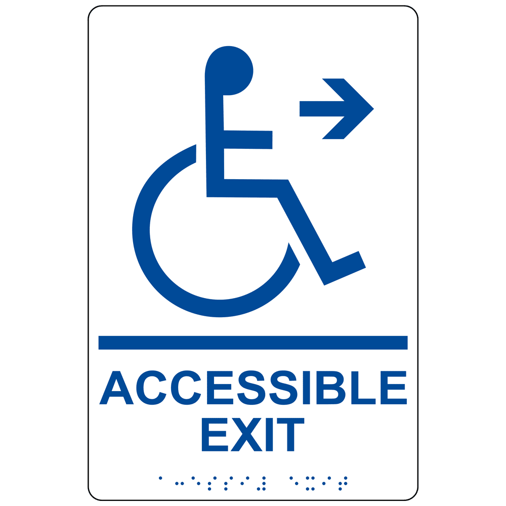 ADA Accessible Exit Braille Sign RRE-14758_BLUonWHT Enter / Exit