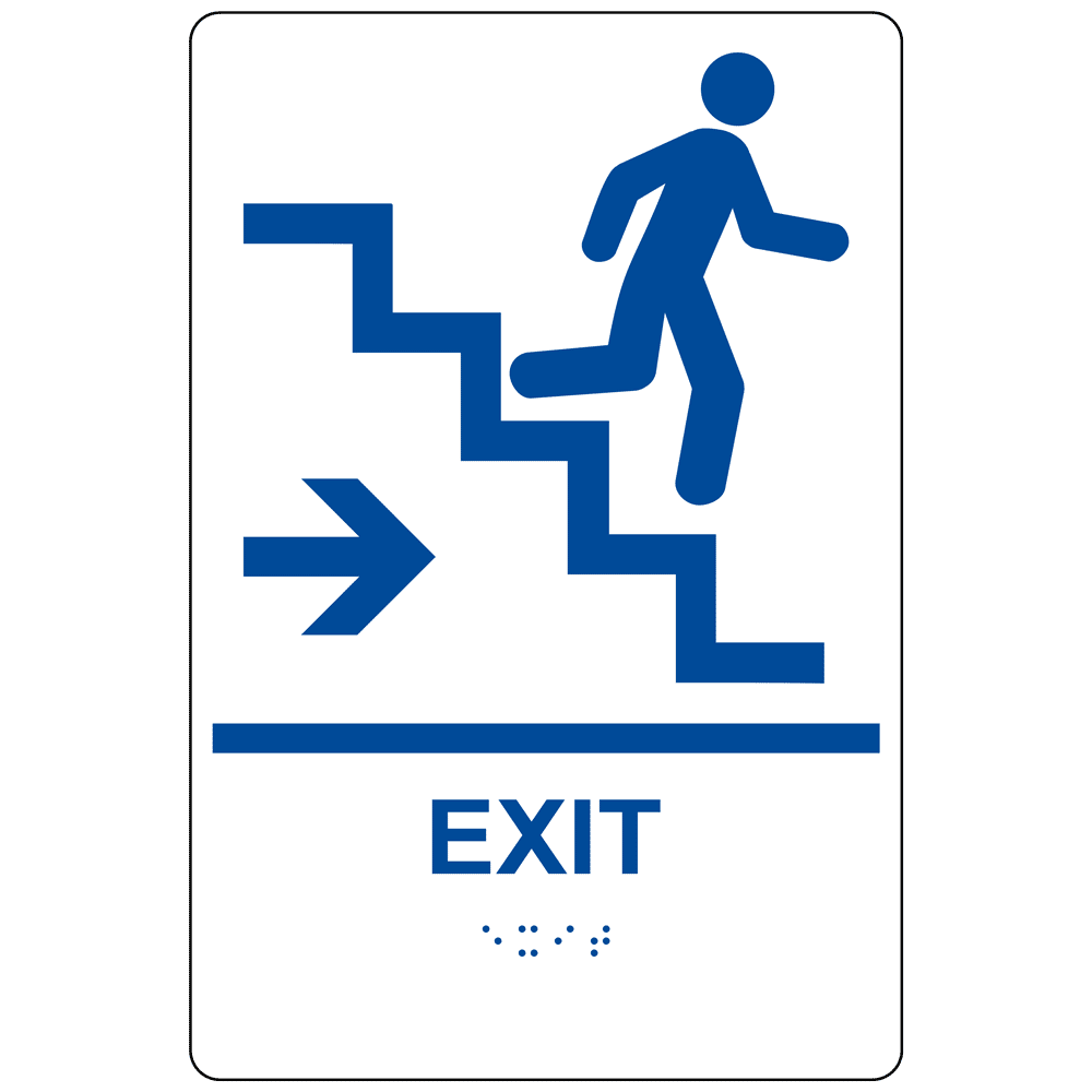 Industrial Exit Signs Blue ADA Compliant EXIT Sign With Braille – 6x6 ...