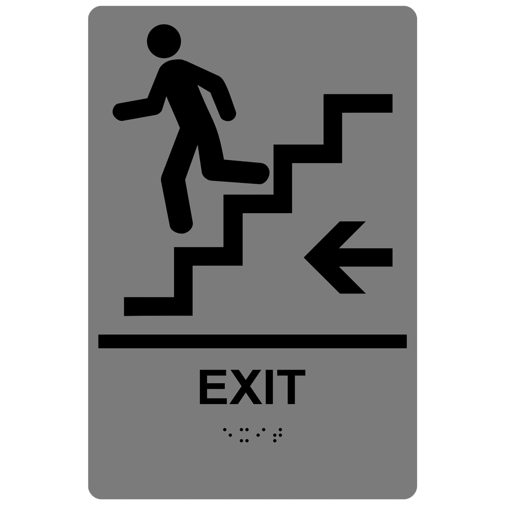 ADA Exit Stairs Braille Sign RRE-14791_BLKonGray Enter / Exit