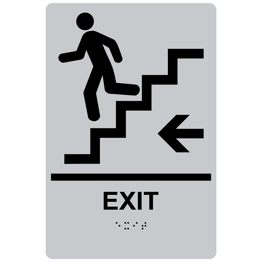 ADA Exit Stairs Braille Sign RRE-14791_BLKonSLVR Enter / Exit