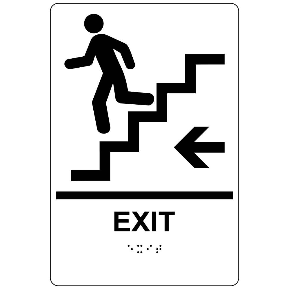 ADA Exit Stairs Braille Sign RRE-14791_BLKonWHT Enter / Exit