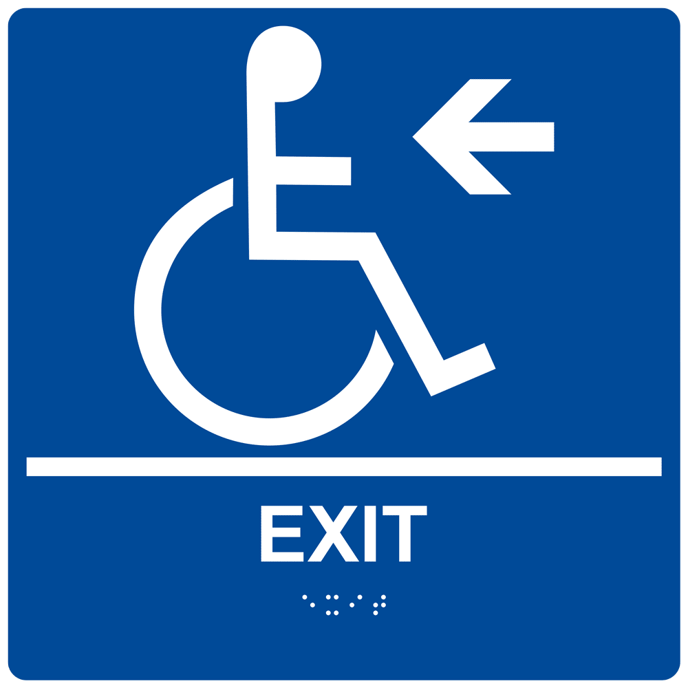 ADA Exit Braille Sign RRE-14793-99_WHTonBLU Enter / Exit
