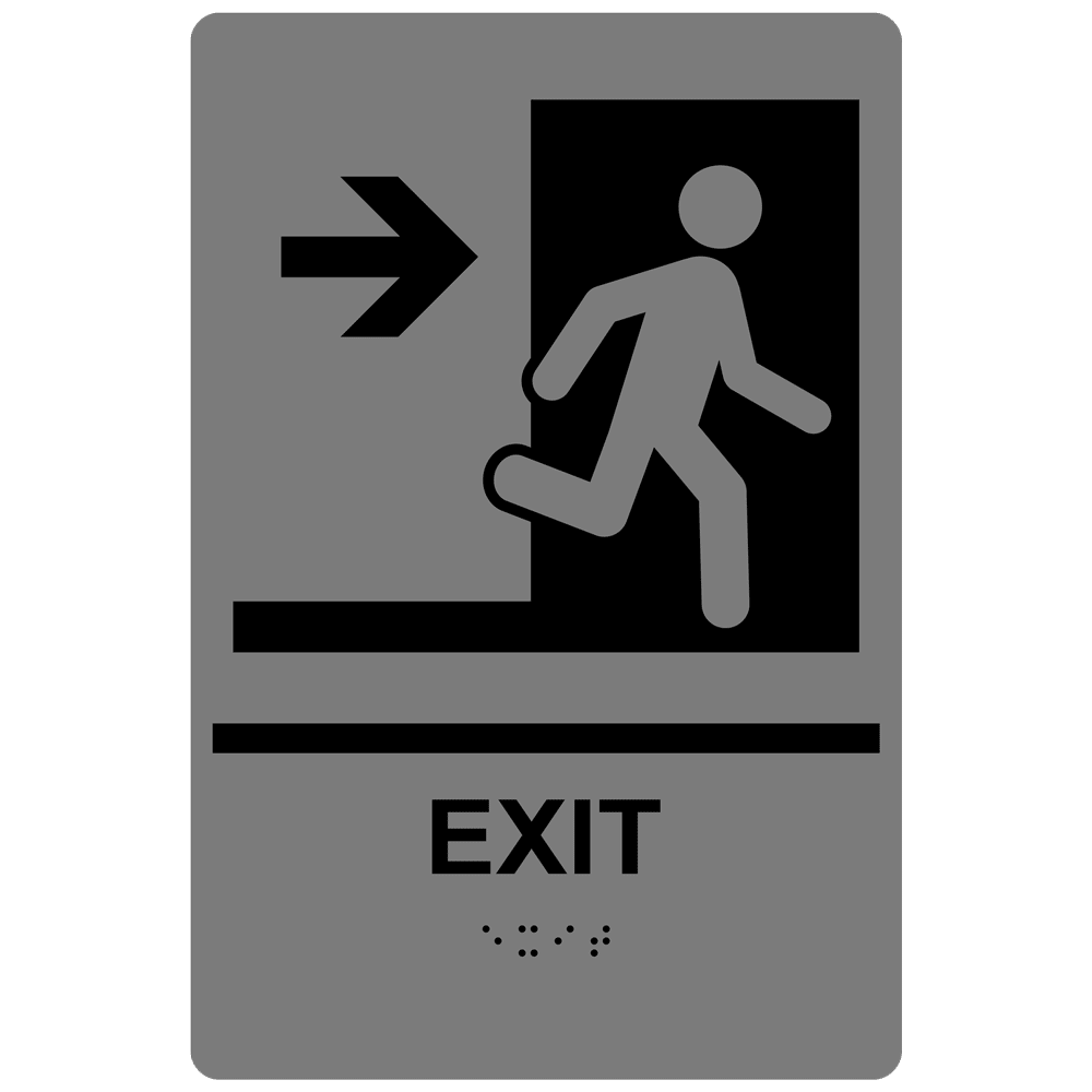 ADA Exit Braille Sign RRE-242_BLKonGray Enter / Exit