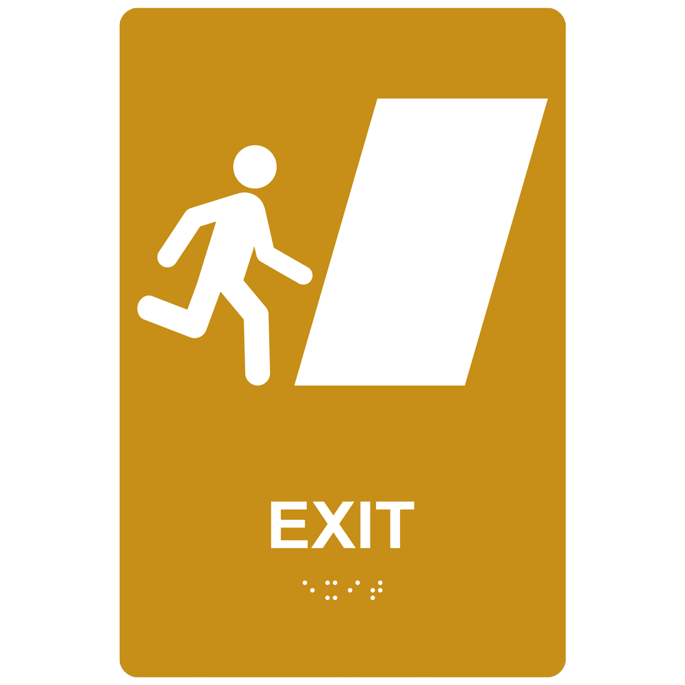 Portrait ADA Exit (Braille = Exit) Sign RRE-246_WHTonGLD