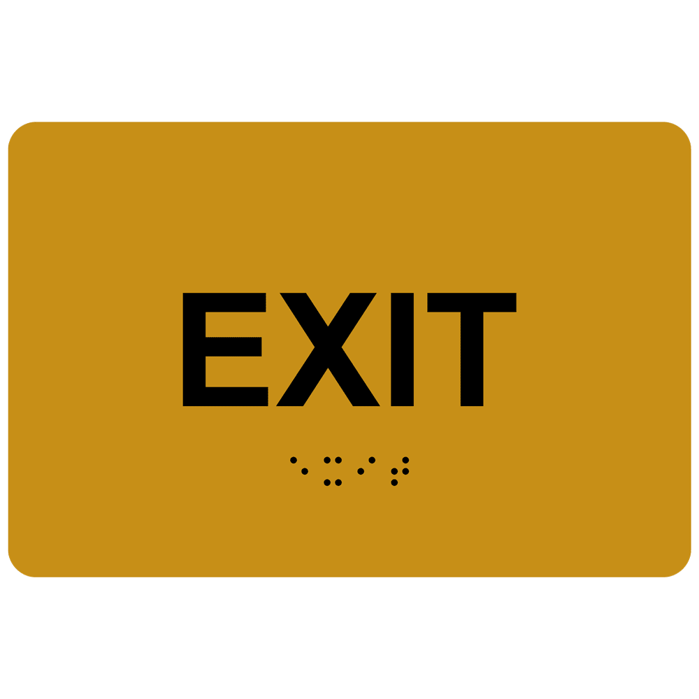 ADA Exit Braille Sign RRE-655_BLKonGLD Enter / Exit