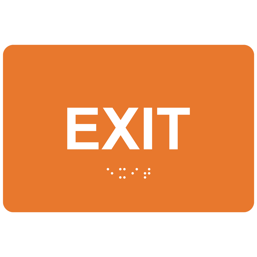 ADA Exit Braille Sign RRE-655_WHTonORNG Enter / Exit