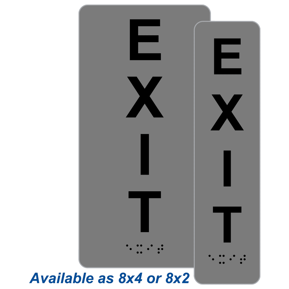 ADA Exit Black on Gray Braille Sign RSME-19471_BLKonGray