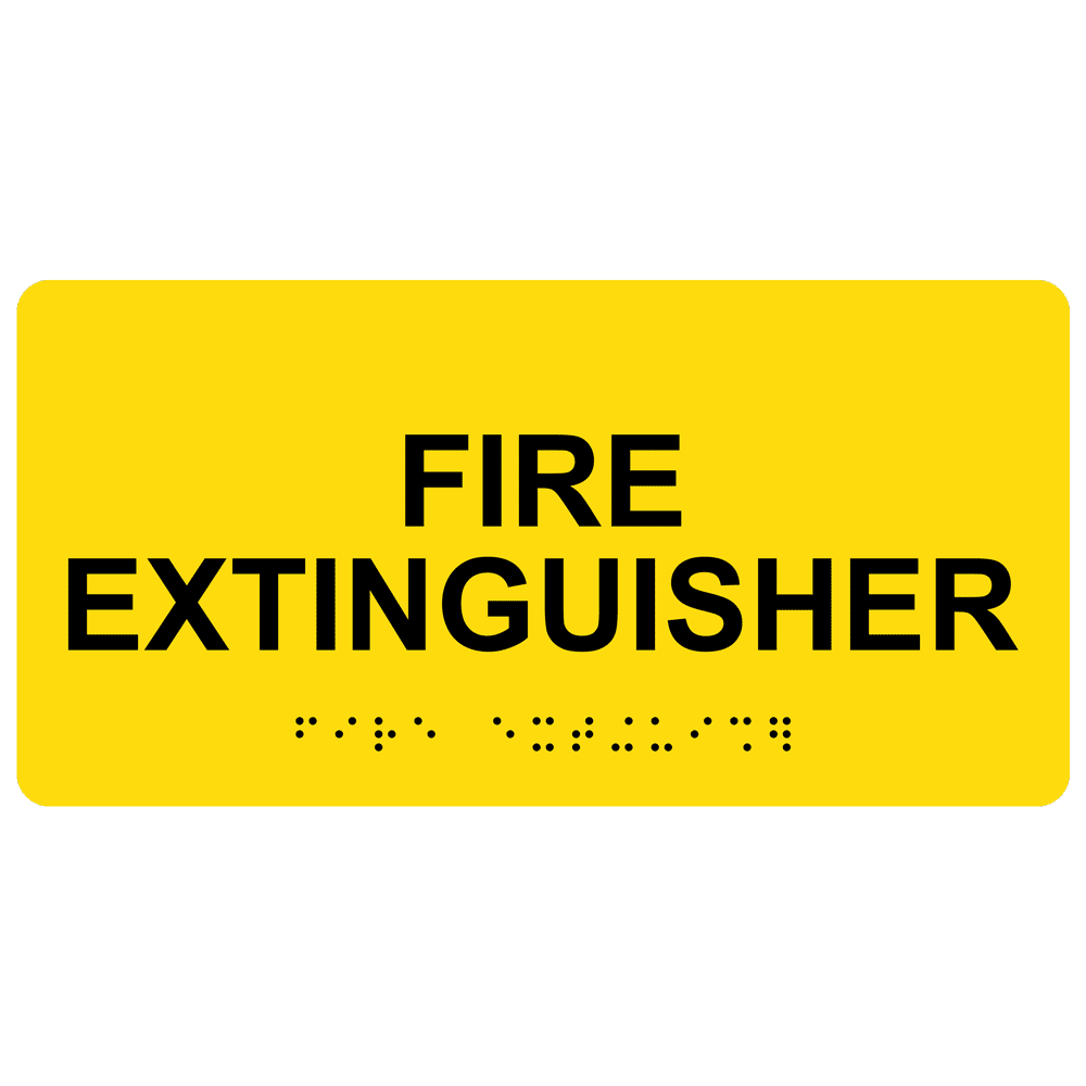 ADA Fire Extinguisher Braille Sign RSME-345_BLKonYLW