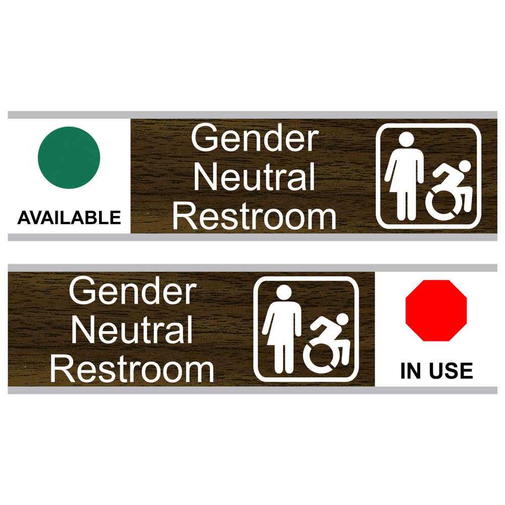 Sliding Gender Neutral Restroom (Available/In Use) Engraved Sign With ...