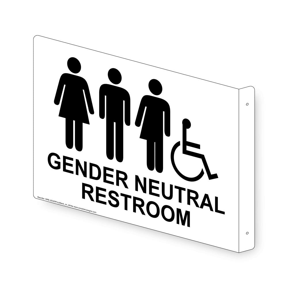 Gender Neutral Restroom Sign With Symbol RRE-25320Proj-BLKonWHT Restrooms