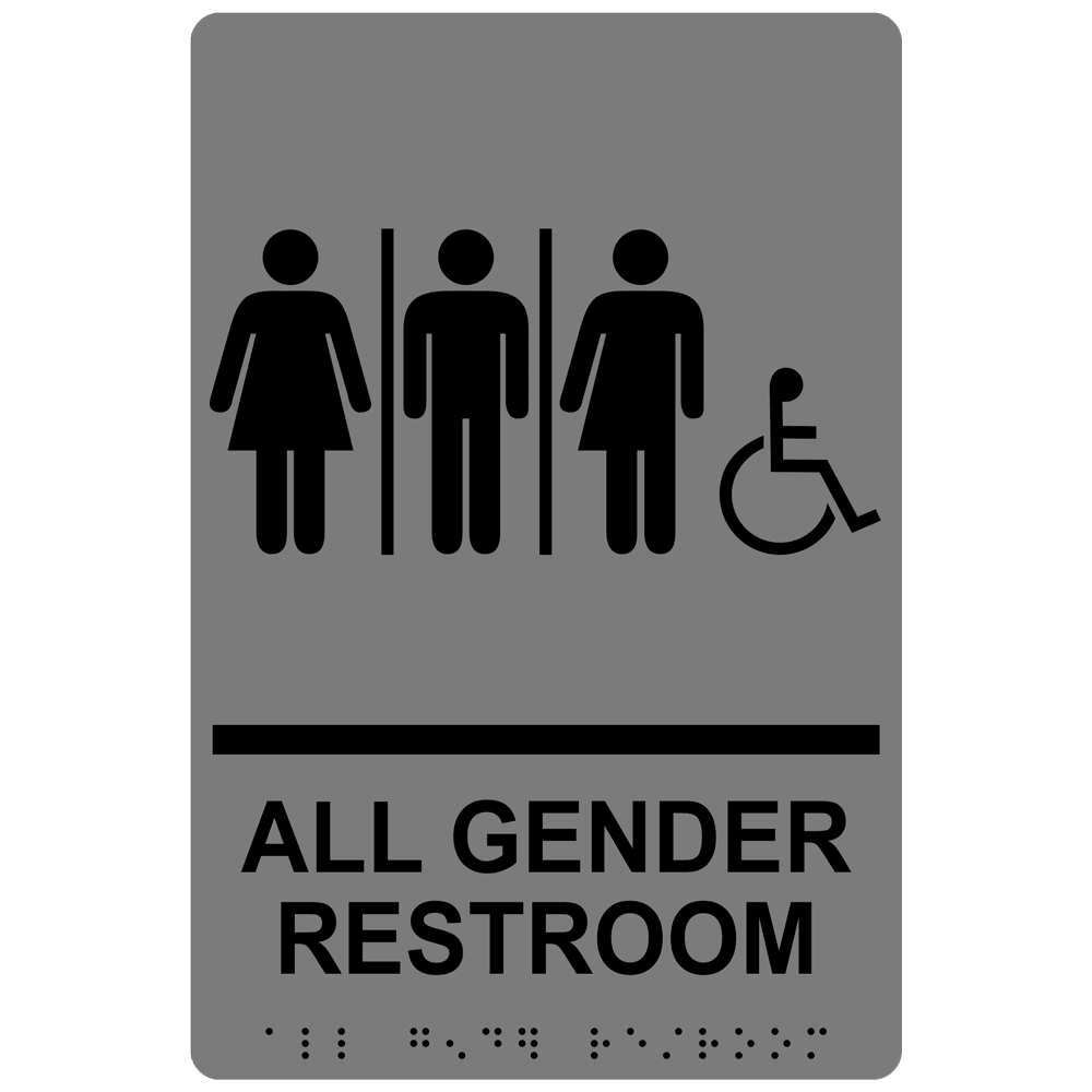 ADA All Gender Restroom Sign RRE-25416_BLKonGray Gender Neutral